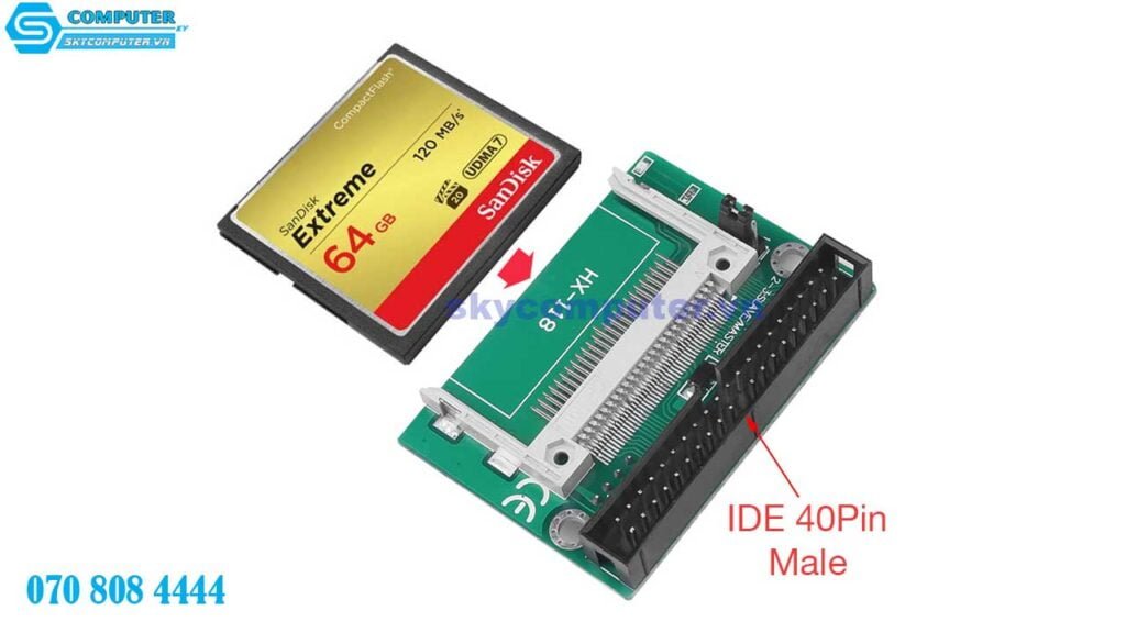 Adapter CF to 3.5 Male 40 Pin IDE, thay thế ổ cứng HDD ATA...